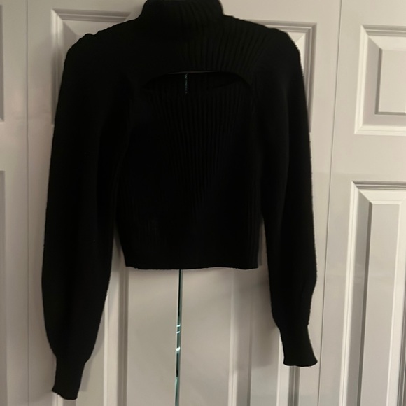 Tops | Black Turtleneck With Open Front On Chest | Poshmark